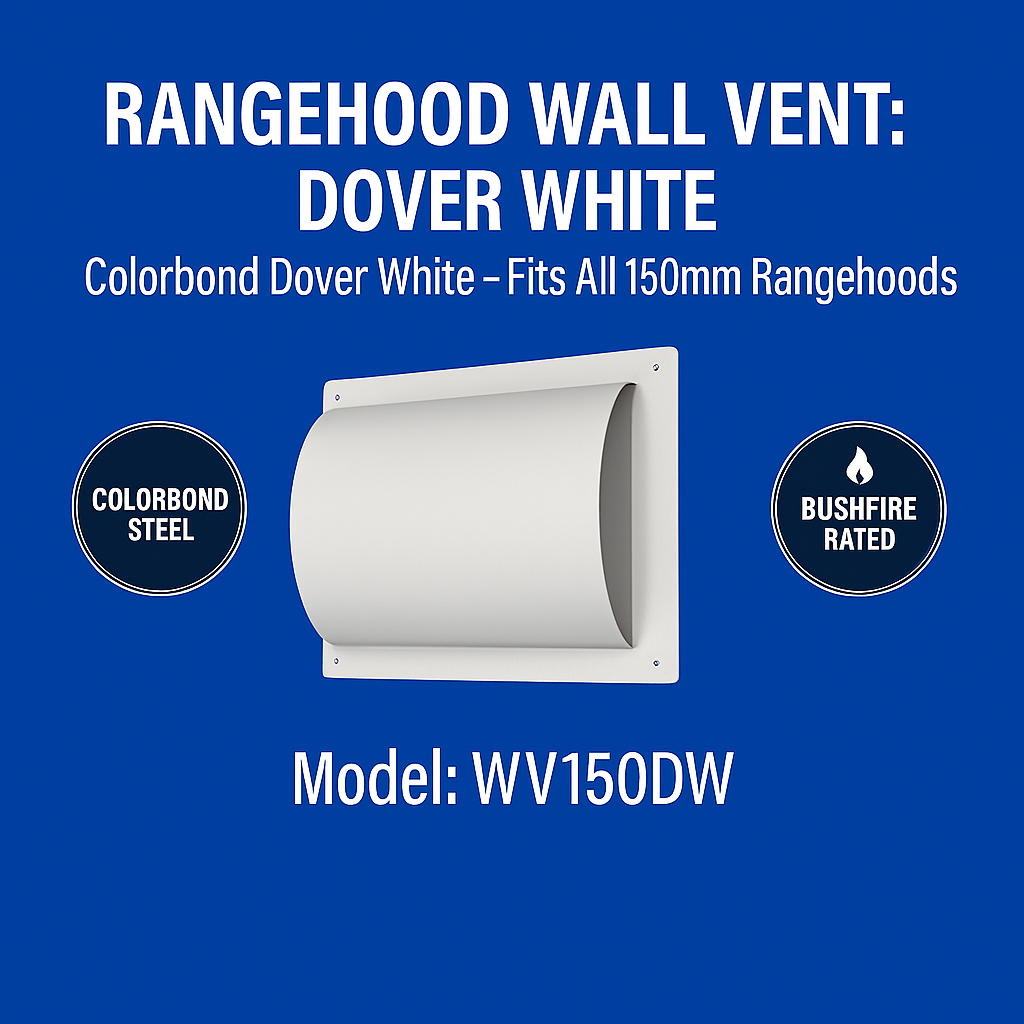 WV-150DW. White Hi Flow Rangehood Wall Vent – Dragon Vents Australia